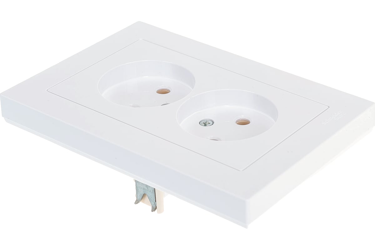 Двухместная розетка Systeme Electric ATLAS DESIGN без заземления 16А в сборе белая ATN000120 ...