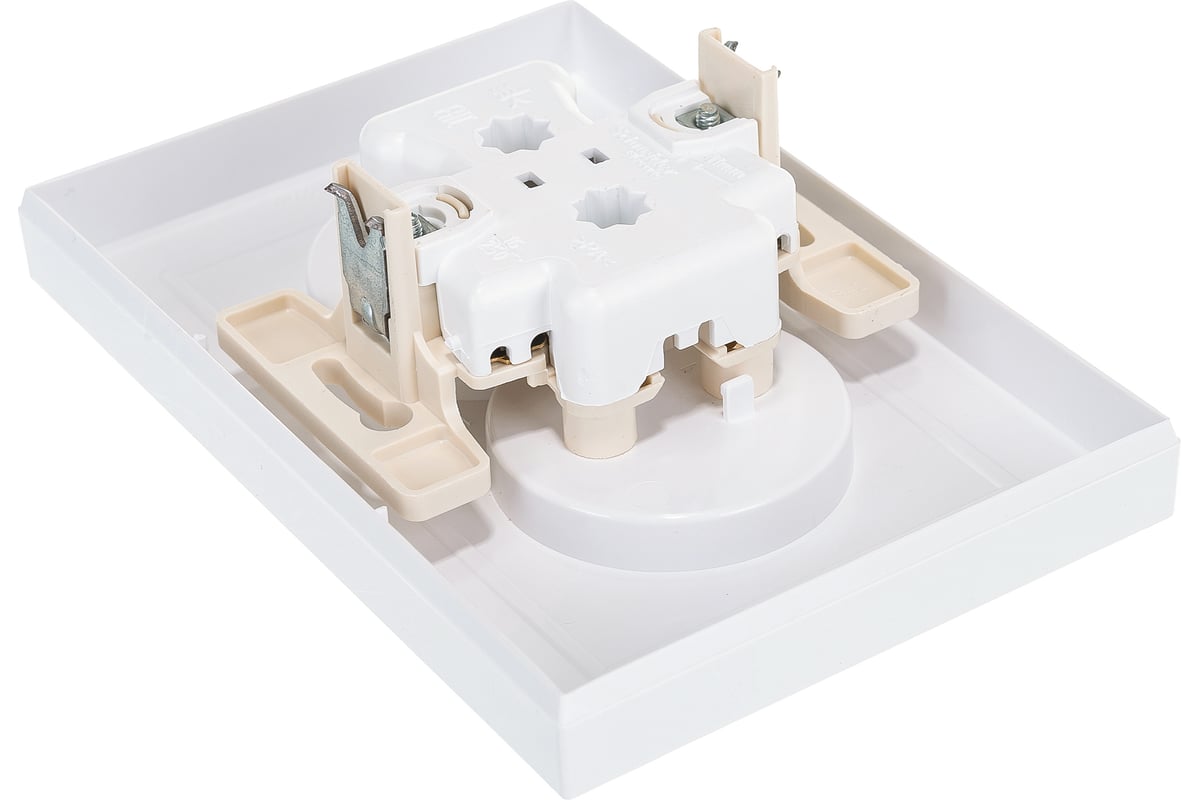 Двухместная розетка Systeme Electric ATLAS DESIGN без заземления 16А в сборе белая ATN000120 ...