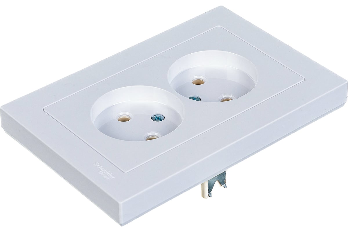 Двухместная розетка Systeme Electric ATLAS DESIGN без заземления 16А в сборе белая ATN000120 ...