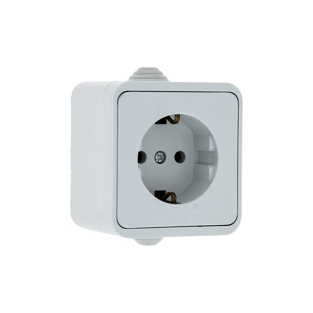 Розетка EKF Прага 16А с заземлением IP44 белая EKR16-028-10-44 ...