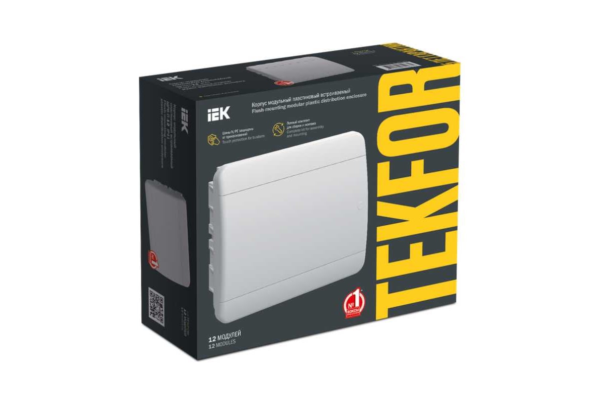 Корпус пластиковый IEK TEKFOR ЩРН-П-12 IP41 черная прозрачная дверь TF5-KP12-N-12-41-K01-K03 ...
