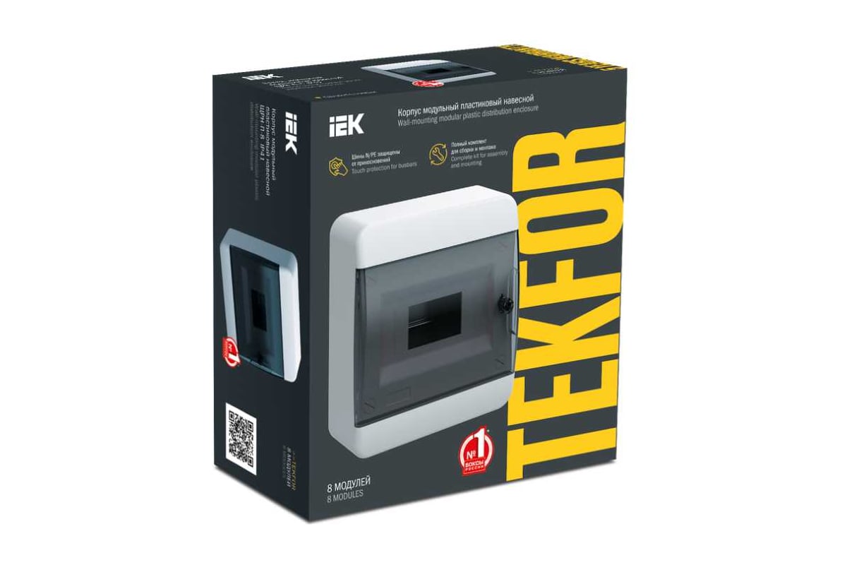 Корпус пластиковый IEK TEKFOR ЩРН-П-8 IP41 черная прозрачная дверь TF5-KP12-N-08-41-K01-K03 ...