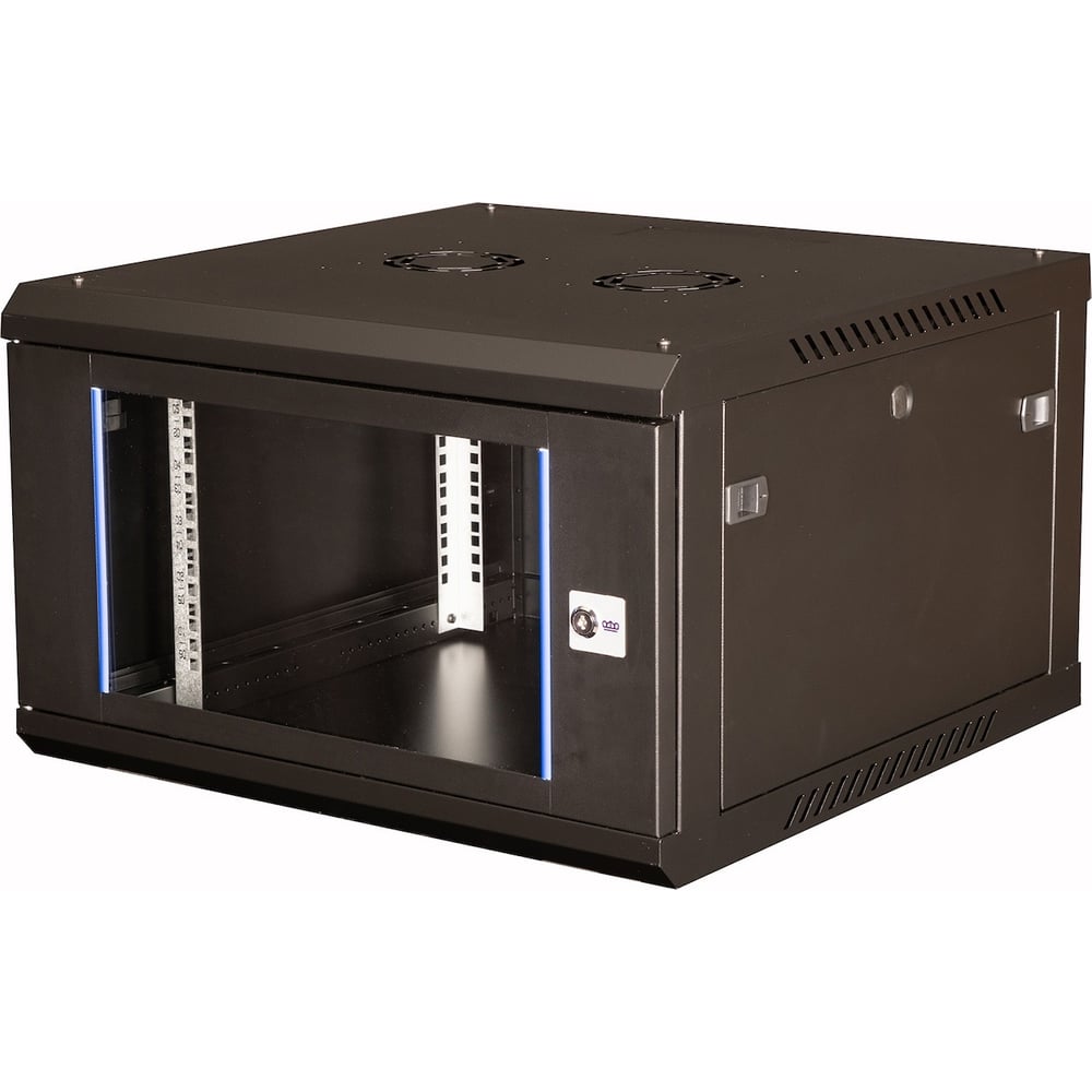 Шкаф 19 телекоммуникационный настенный DATAREX 6U 368x600x600 мм, дверь стекло, черный DR-631101 ...
