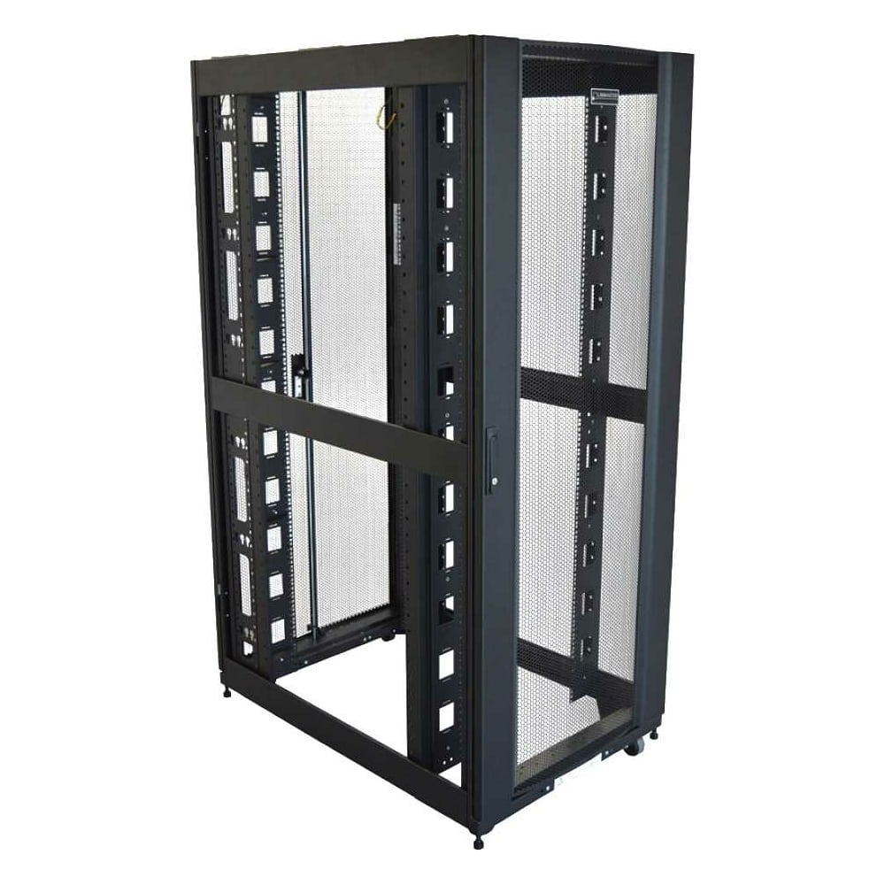 Шкаф LANMASTER DCS 48U 800x1200 мм, с перфорированными дверьми, без боковых панелей черный LAN ...