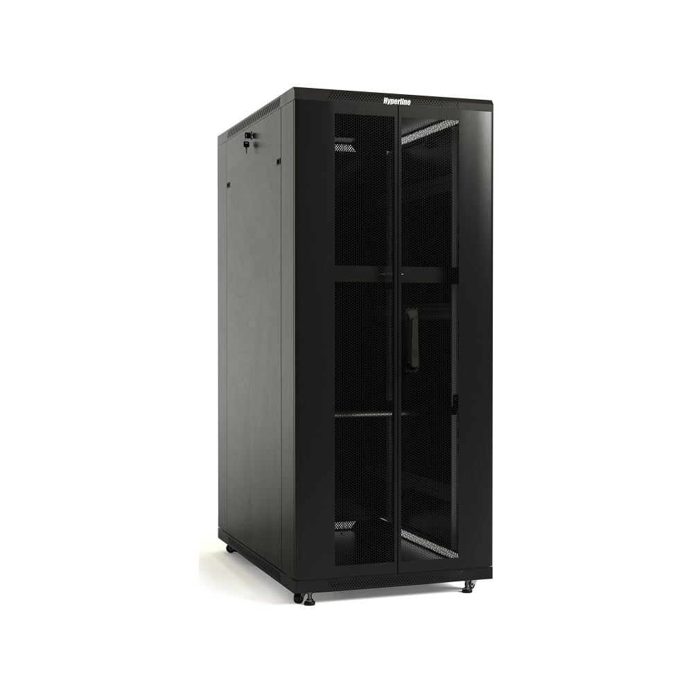 Напольный 19-дюймовый шкаф Hyperline RAL 9004 42U, 2055x600x1200 мм (ВxШxГ), передняя и задняя ...