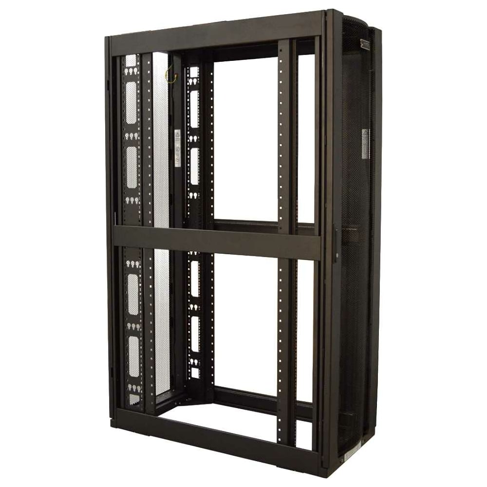 Шкаф LANMASTER DCS 42U 600x1070 мм, с перфорированными дверьми, без боковых панелей, черный, 2 ...