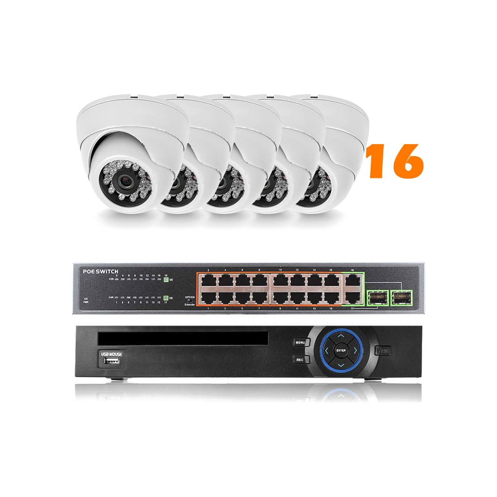 Комплект видеонаблюдения PS-link ip 2мп kit-a216ip-poe 16 камер для ...