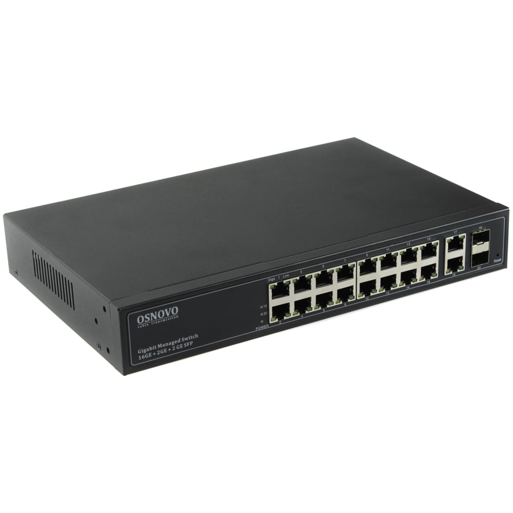 Коммутатор OSNOVO SW-71802/L Gigabit Ethernet управляемый на 18 RJ45 + 2 GE SFP порта sct1402 ...