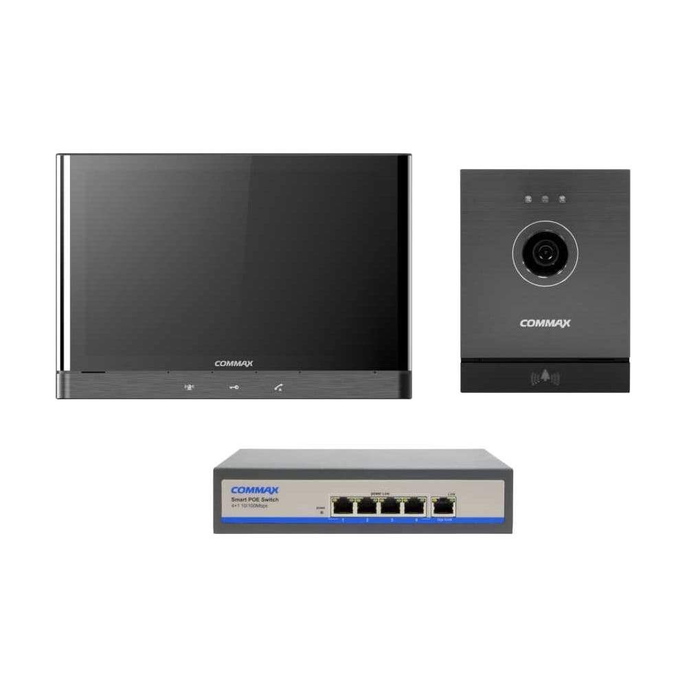 IP Комплект видеодомофона,вызывной панели и коммутатора COMMAX CIOT-1000Y/D21M/H4L2 CIOT-1000Y ...