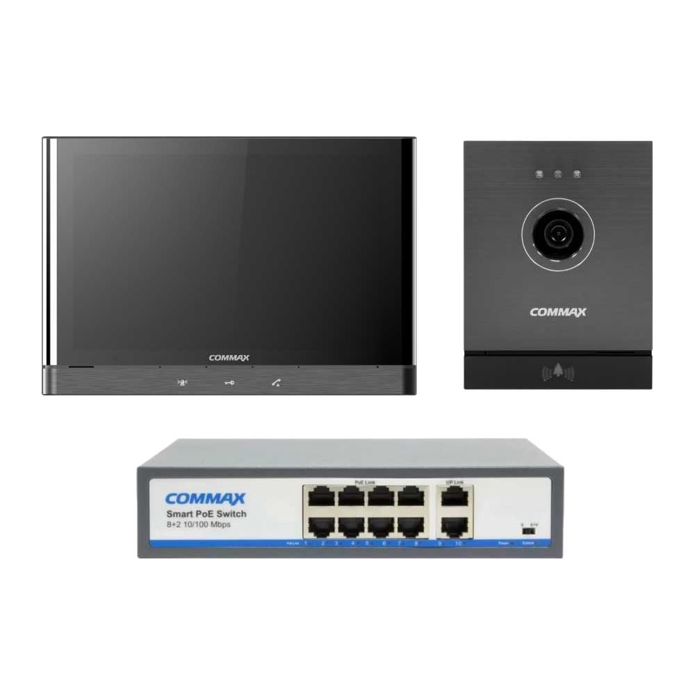 IP Комплект видеодомофона, вызывной панели и коммутатора COMMAX CIOT-1000Y/D21M/H8L2 CIOT-1000Y ...