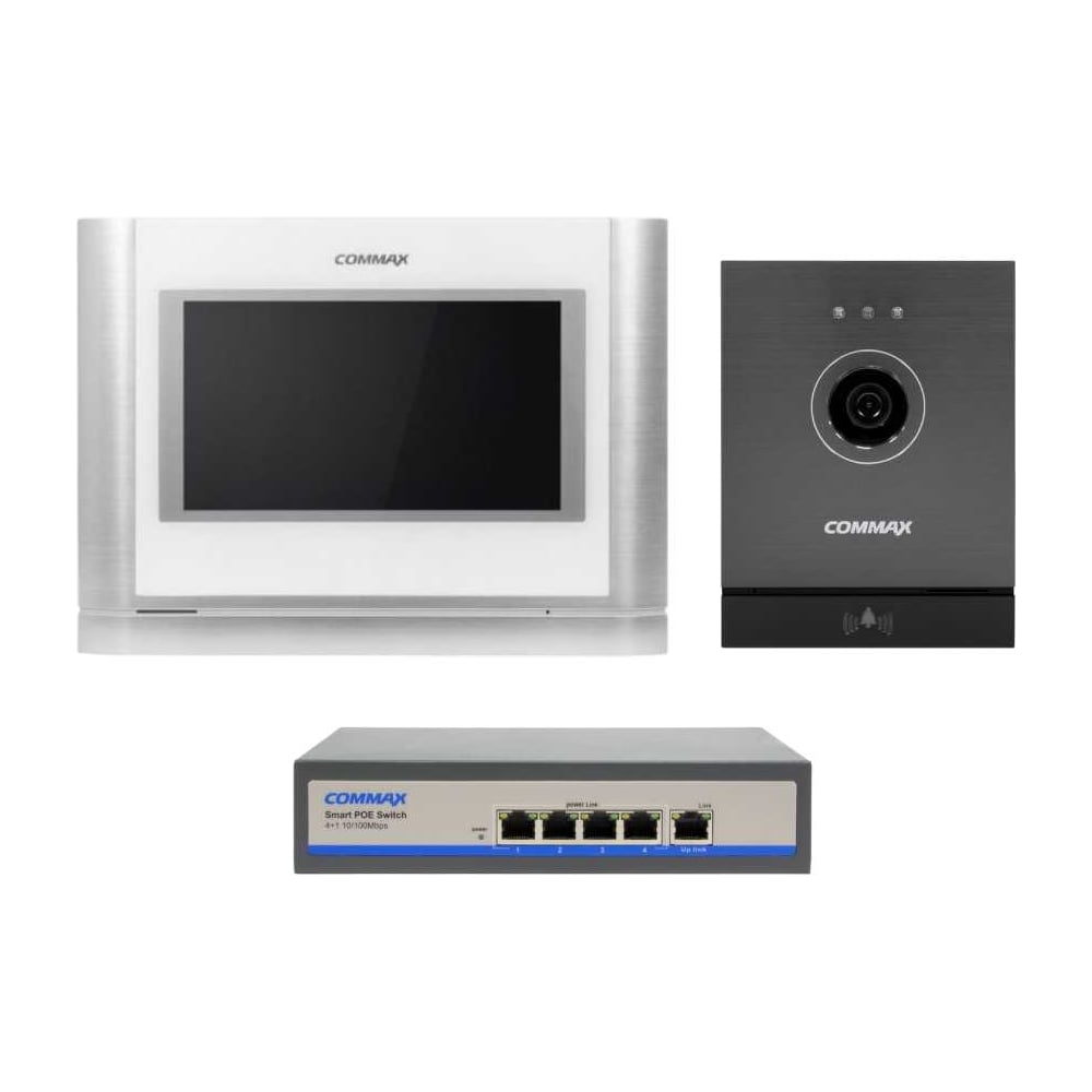 IP Комплект видеодомофона,вызывной панели и коммутатора COMMAX CIOT-700M2/D21M/H4L2 CIOT-700M2 ...