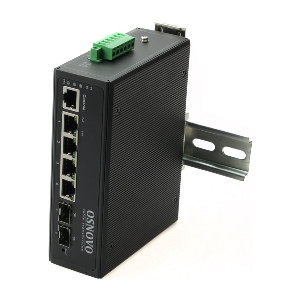 Промышленный управляемый (L2+) PoE коммутатор Gigabit Ethernet на 6 портов SW-80402-IL(port 90W ...