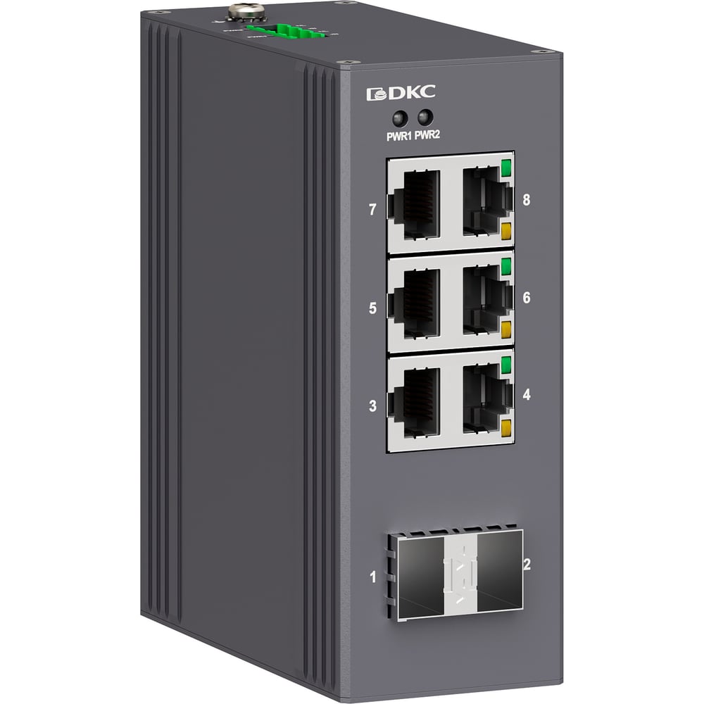Промышленный неуправляемый коммутатор DKC 2×100Base X, SFP слотов: 6× ...