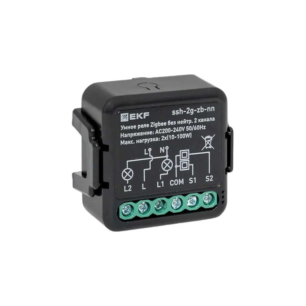 Умное реле EKF в подрозетник 2-канальное без нейтрали Zigbee Connect Select ssh-2g-zb-nn ...