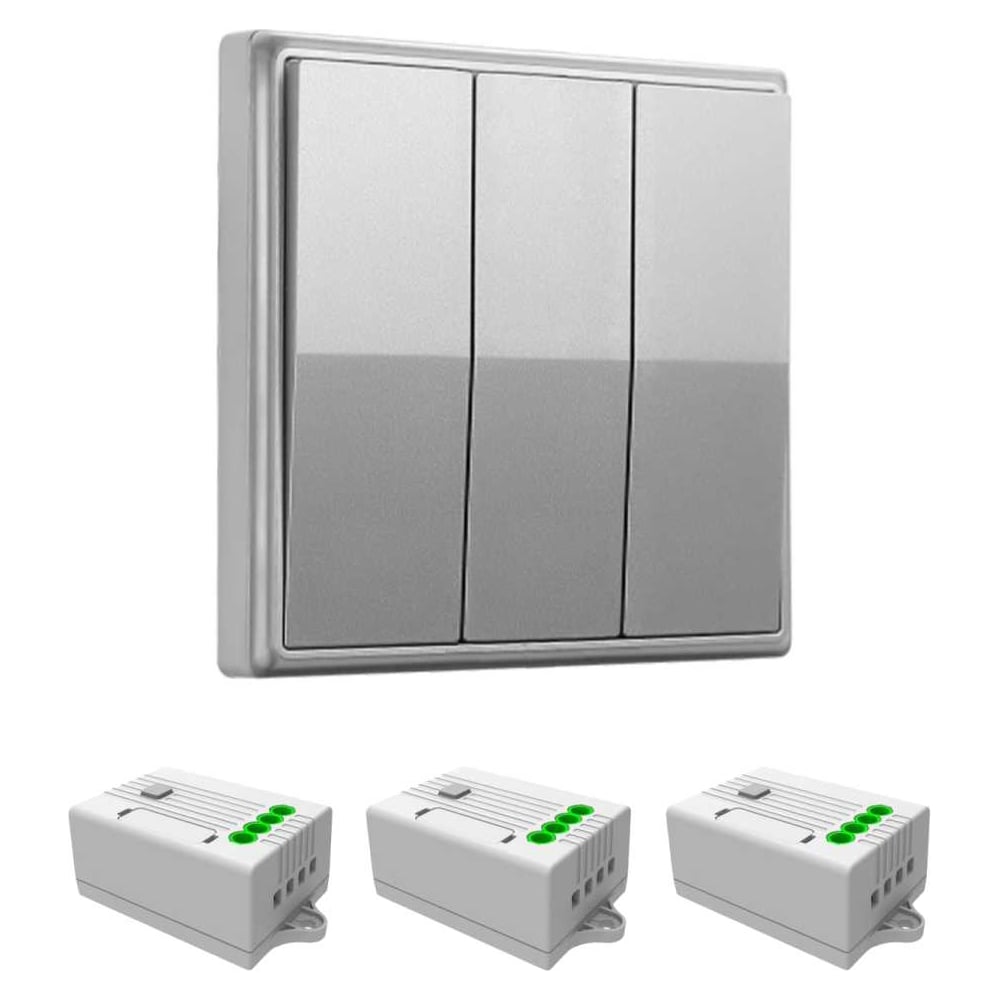 Дистанционный 3-клавишный выключатель GRITT Elegance серебристый ...