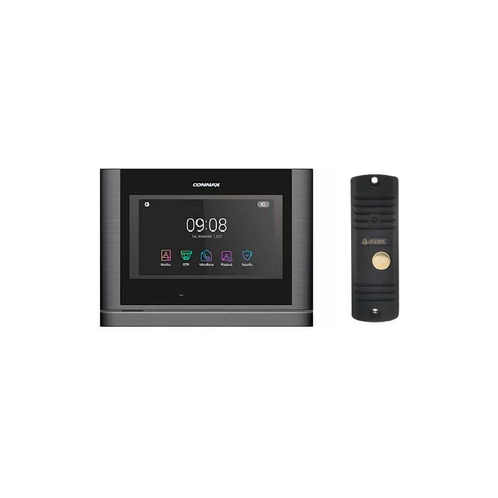 Комплект видеодомофона и вызывной панели COMMAX CDV-704MF(DarksilverBlackSmog)/AVC305B ...