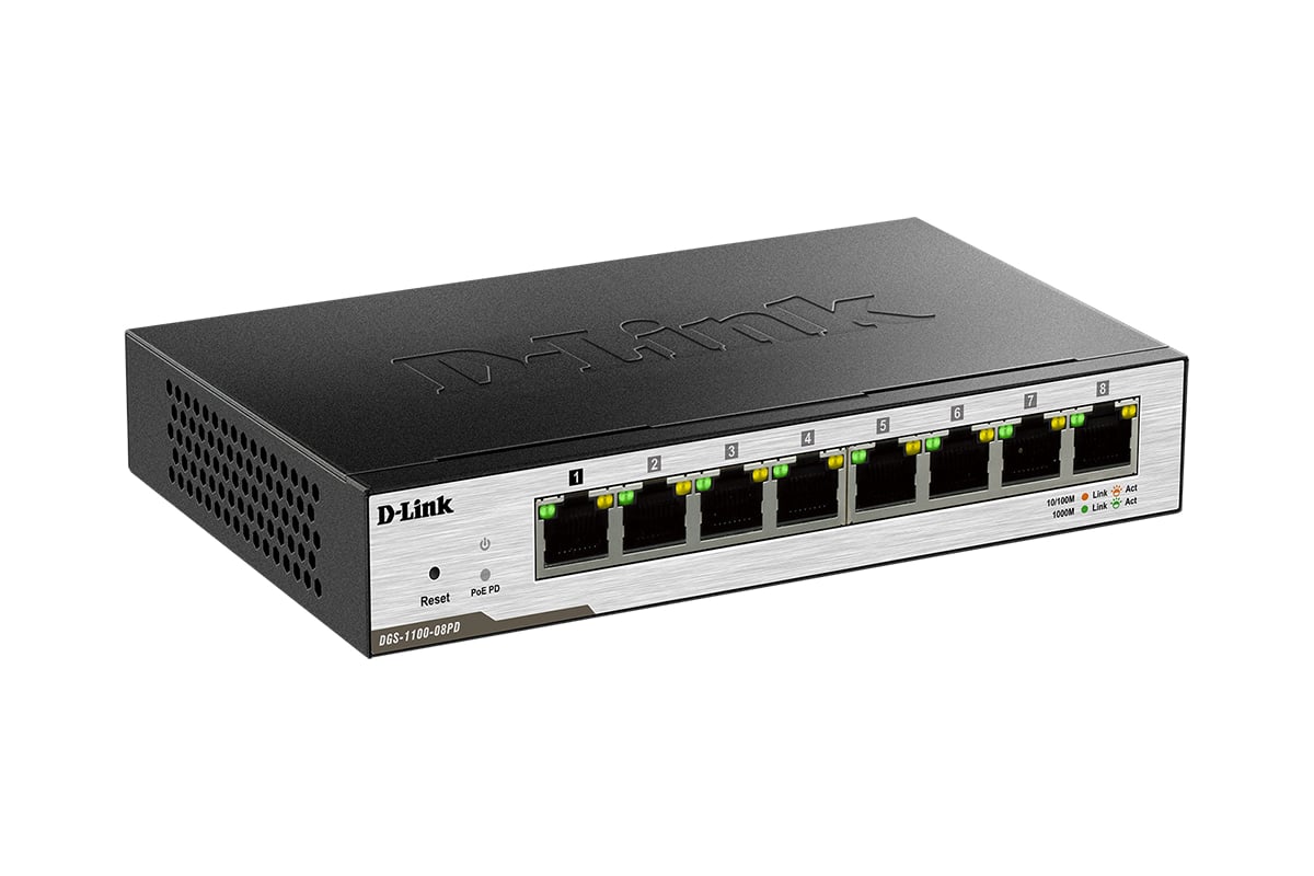 Настраиваемый l2 коммутатор d-link с 8 портами 10/100/1000base-t и ...