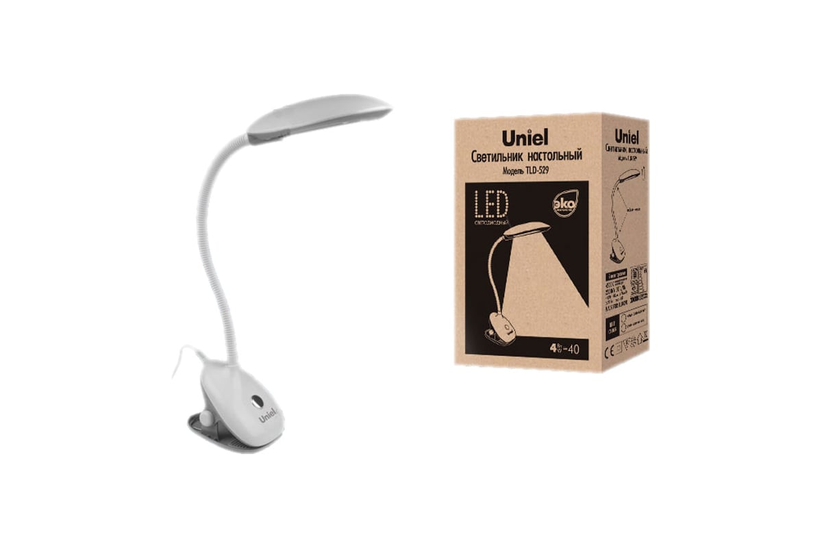 Настольный светильник прищепка Uniel TLD-529, Black-White/4W/LED/400Lm ...