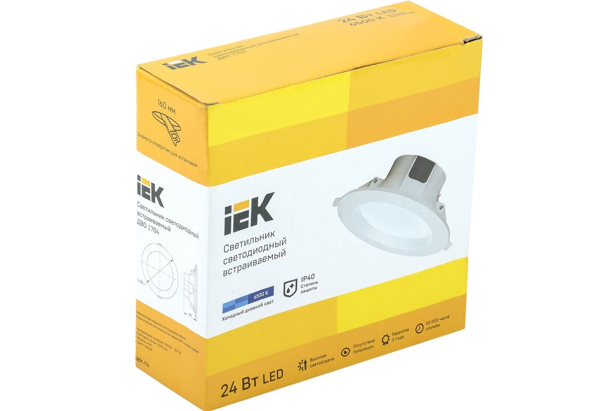 Светильник IEK, LED ДВО 1704 белый круг 24вт 6500K IP40 LDVO0-1704-24-6500-K01 - выгодная цена ...
