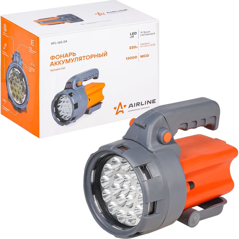 Аккумуляторный фонарь Airline прожектор LEDx19 со встроенной батареей ...