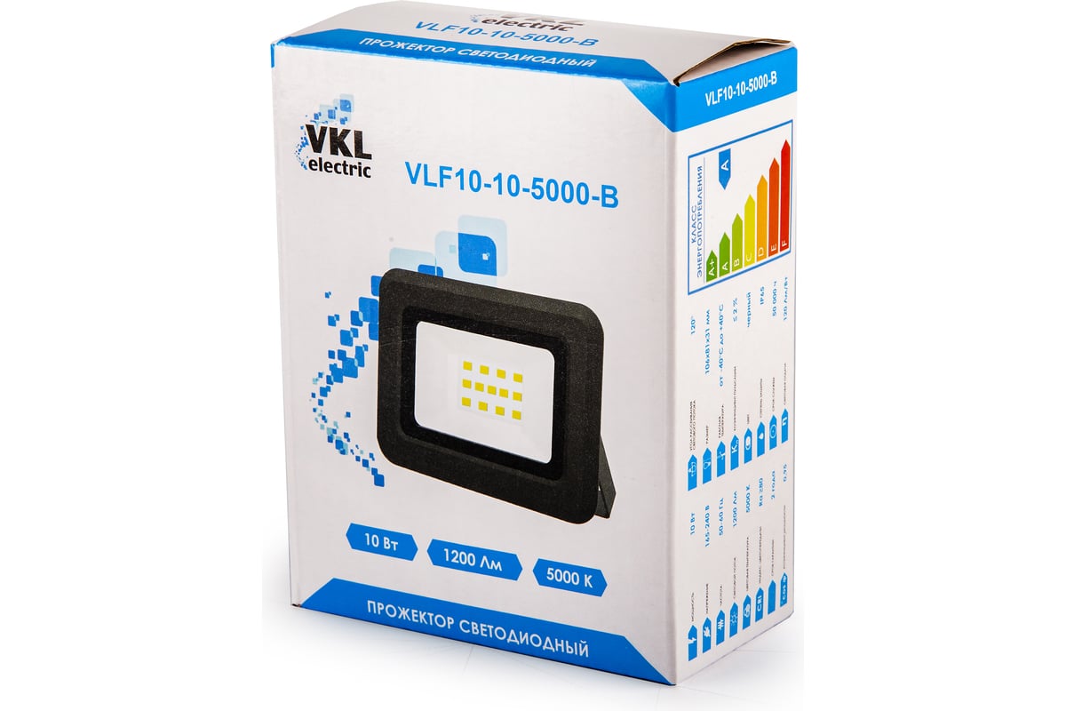 Прожектор VKL electric LED 10W VLF10-10-5000-B 5000К 1200Лм 220V IP65 черный 1/80 1199078 ...