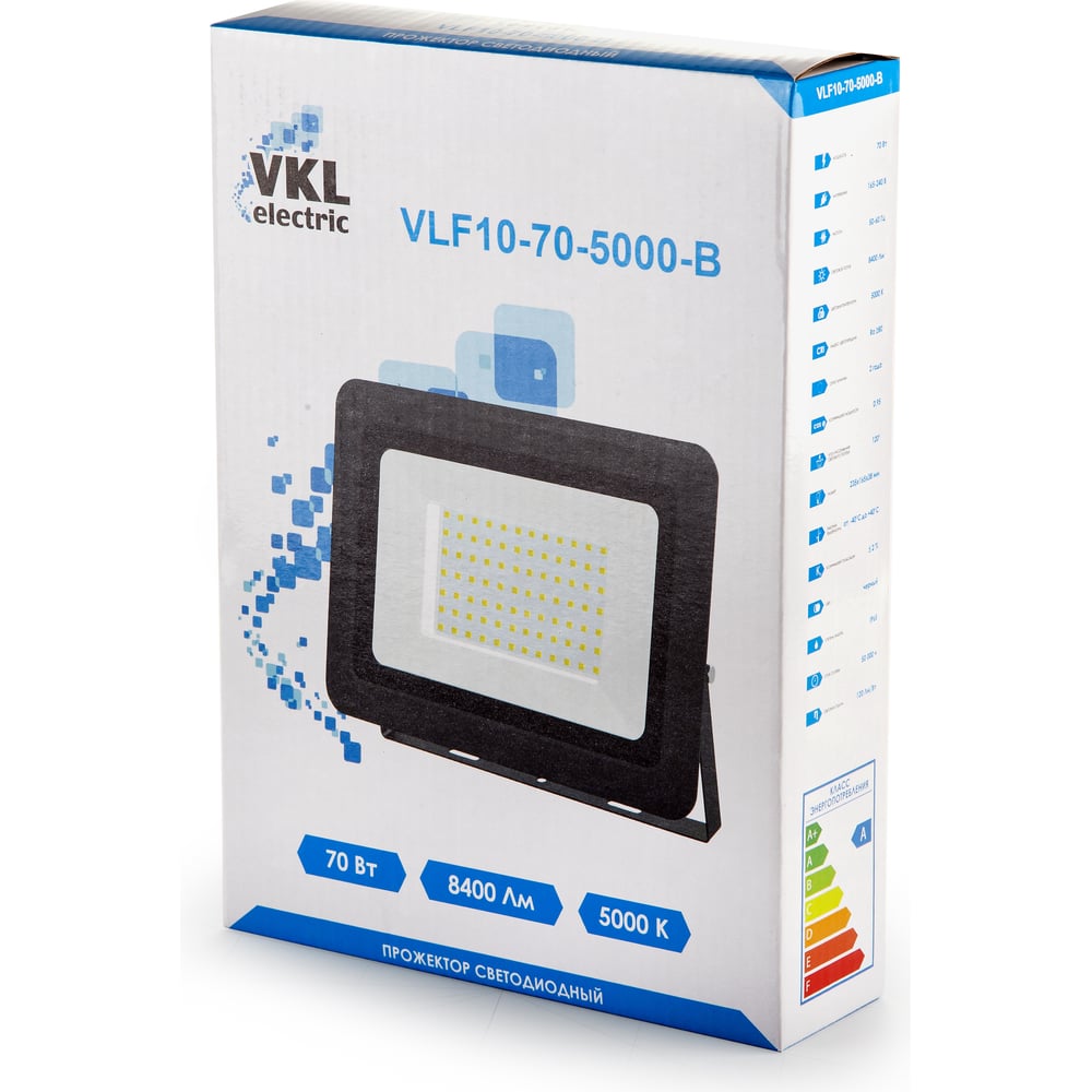 Прожектор VKL electric LED 70W VLF10-70-5000-B 5000К 8400Лм 220V IP65 черный 1/20 1199430 ...