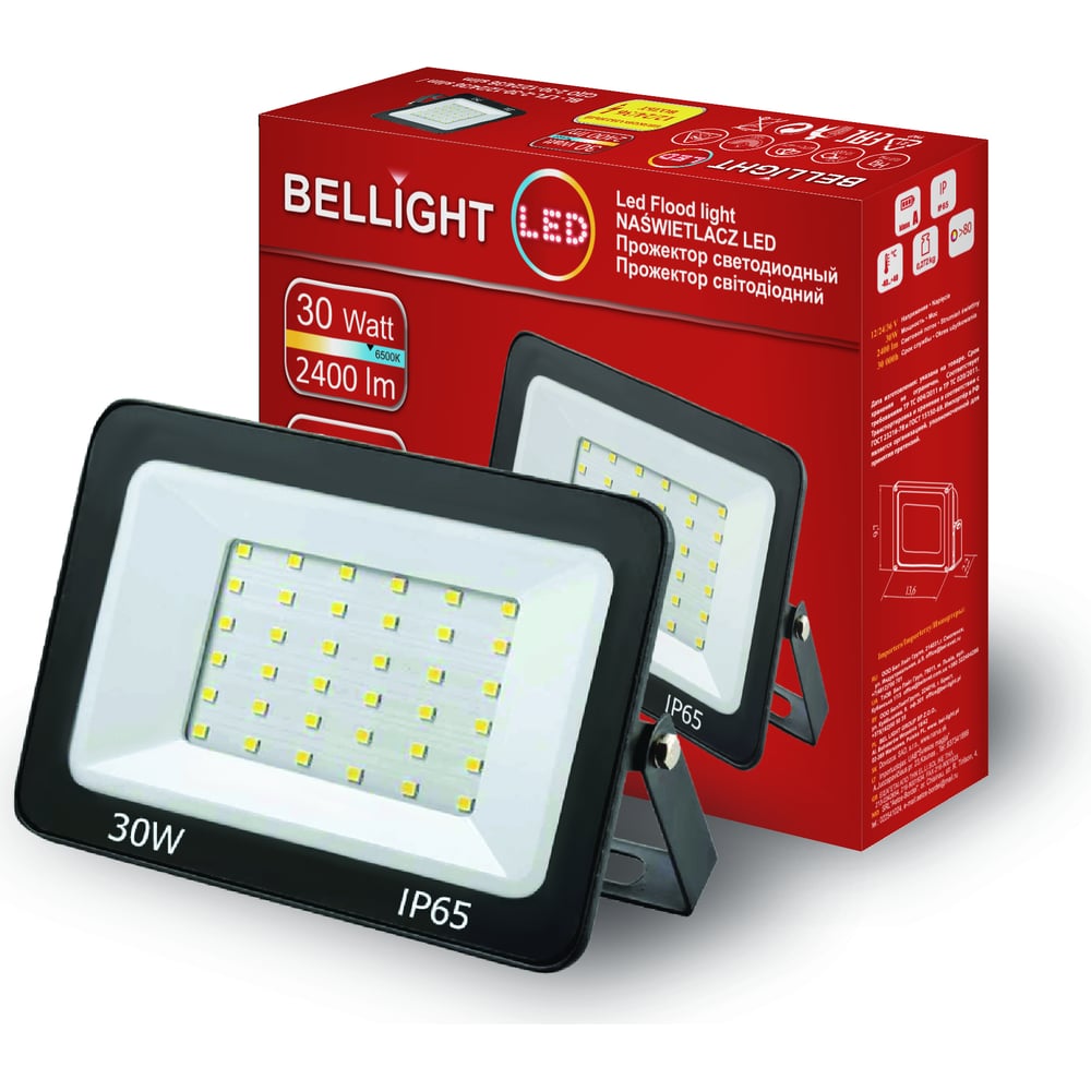 Прожектор BELLIGHT BL-LFL-2-30slim/СДО 2-30 slim, 6500К 2400Lm 220В ...