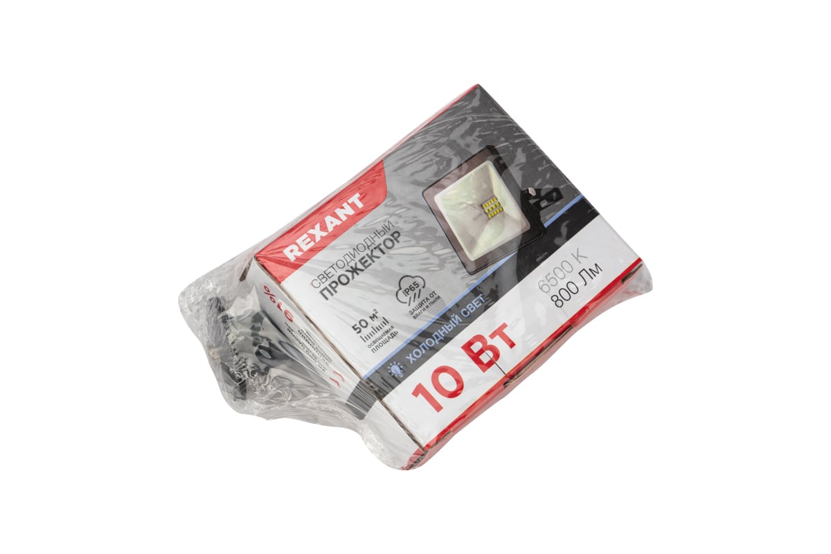 Светодиодный прожектор REXANT 10 Вт IP65 6500 K + опора для крепления прожектора на грунте 605 ...
