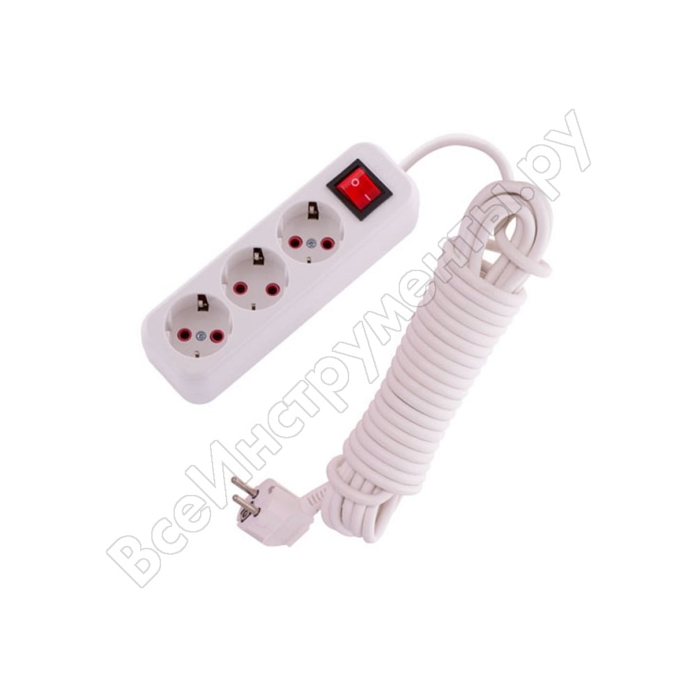 Удлинитель с выключателем Lezard LILA с заземлением, 3 входа, 10 метров ...