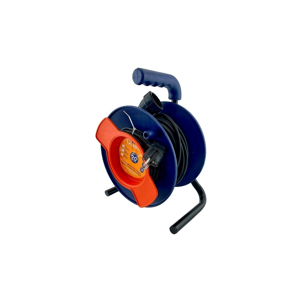 Силовой удлинитель на катушке Glanzen ПВС 2х1,5 арт. EC-20-010 00 ...