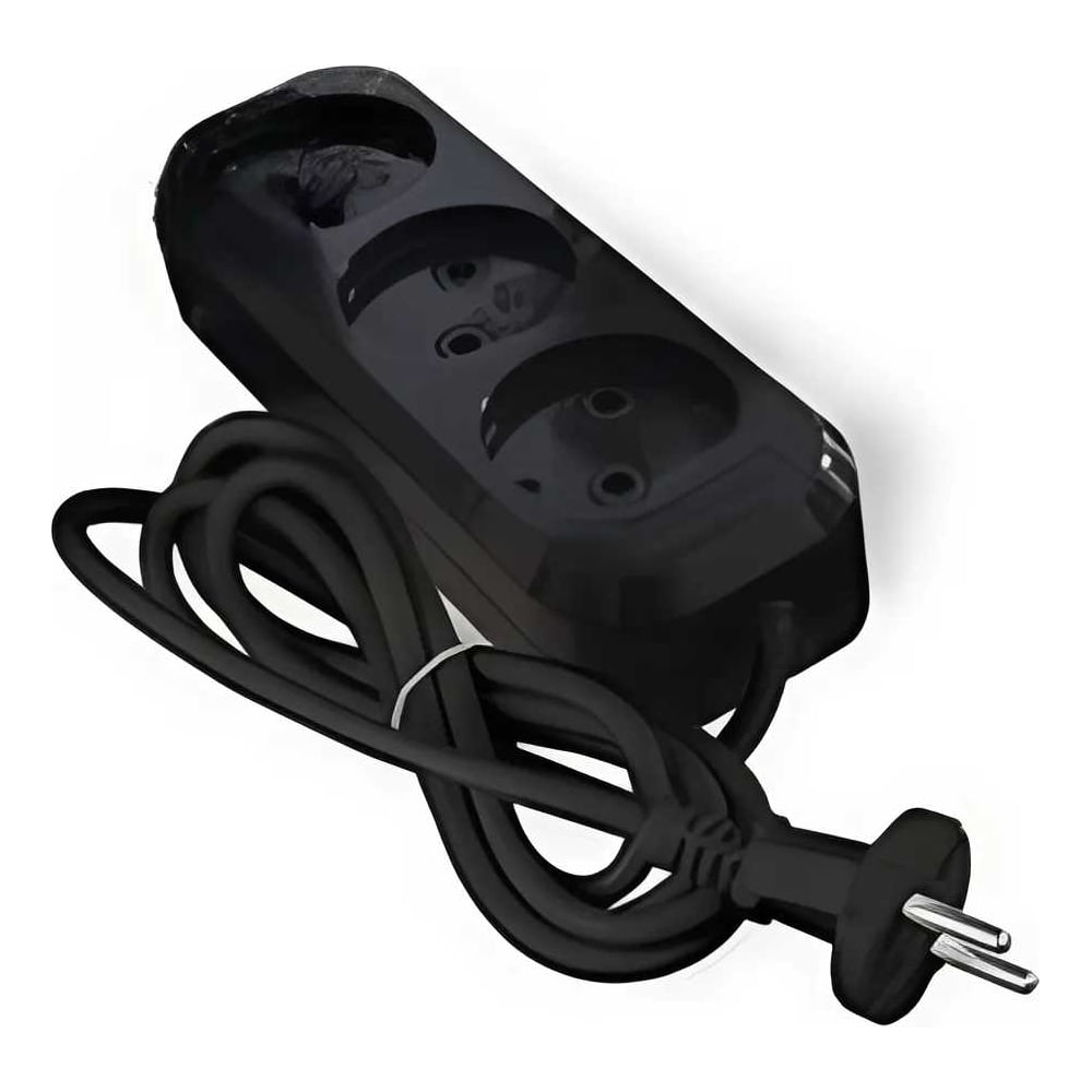 Удлинитель UNIVersal Е-203 ПВС 2x0,75 3гнезда б/з 2м (еврослот) черный ...