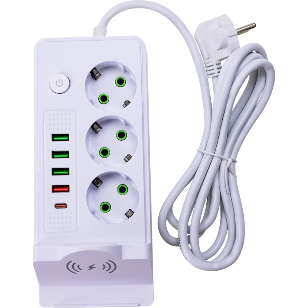 Сетевой фильтр TENDENZA с заземлением на 3 розетки, 3 USB + 1 USB ...