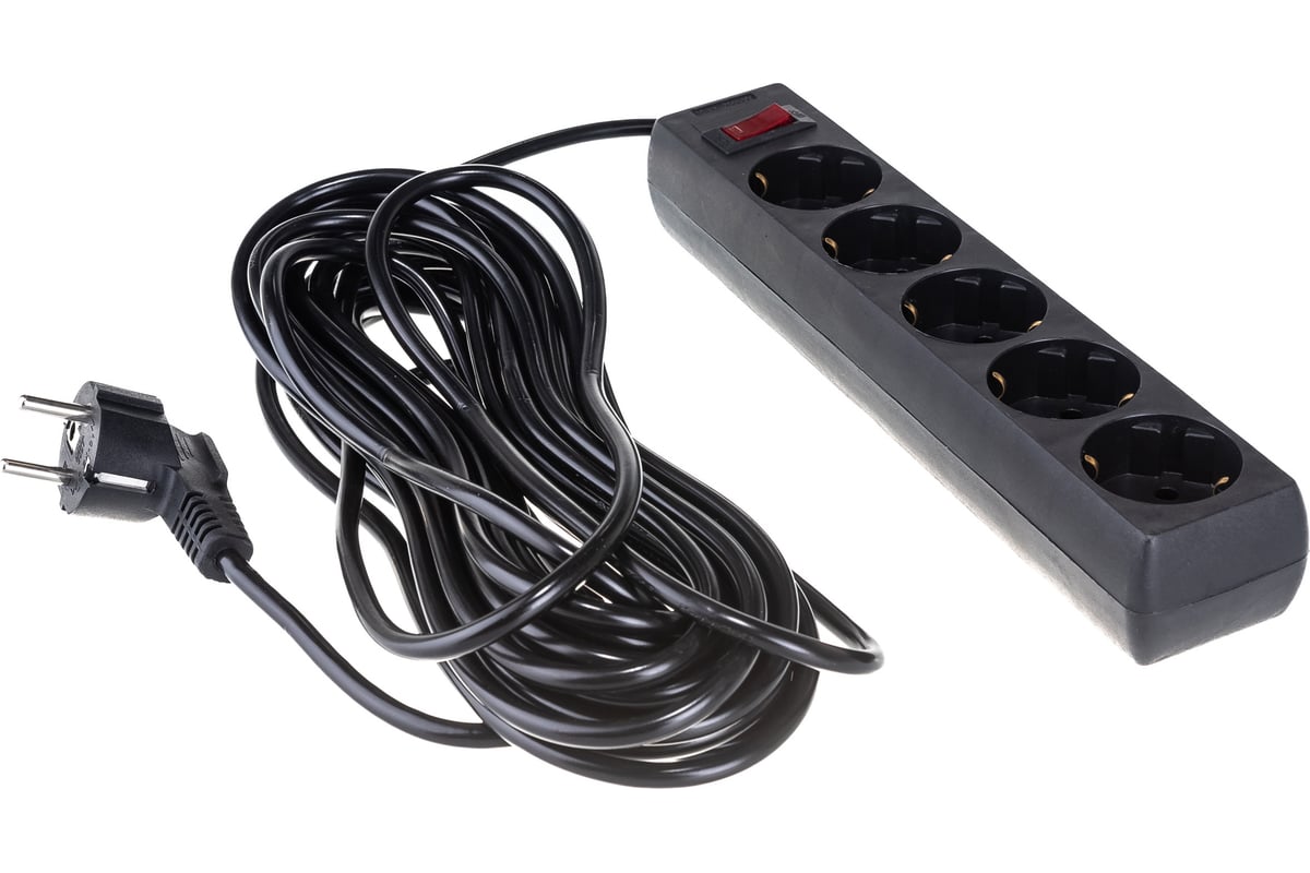 Сетевой фильтр ExeGate SP-5-10B 5 евро с заземлением, 10м, выключатель ...