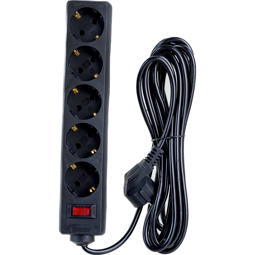 Сетевой фильтр ExeGate SP-5-5B 5 евро с заземлением, 5м, выключатель с ...