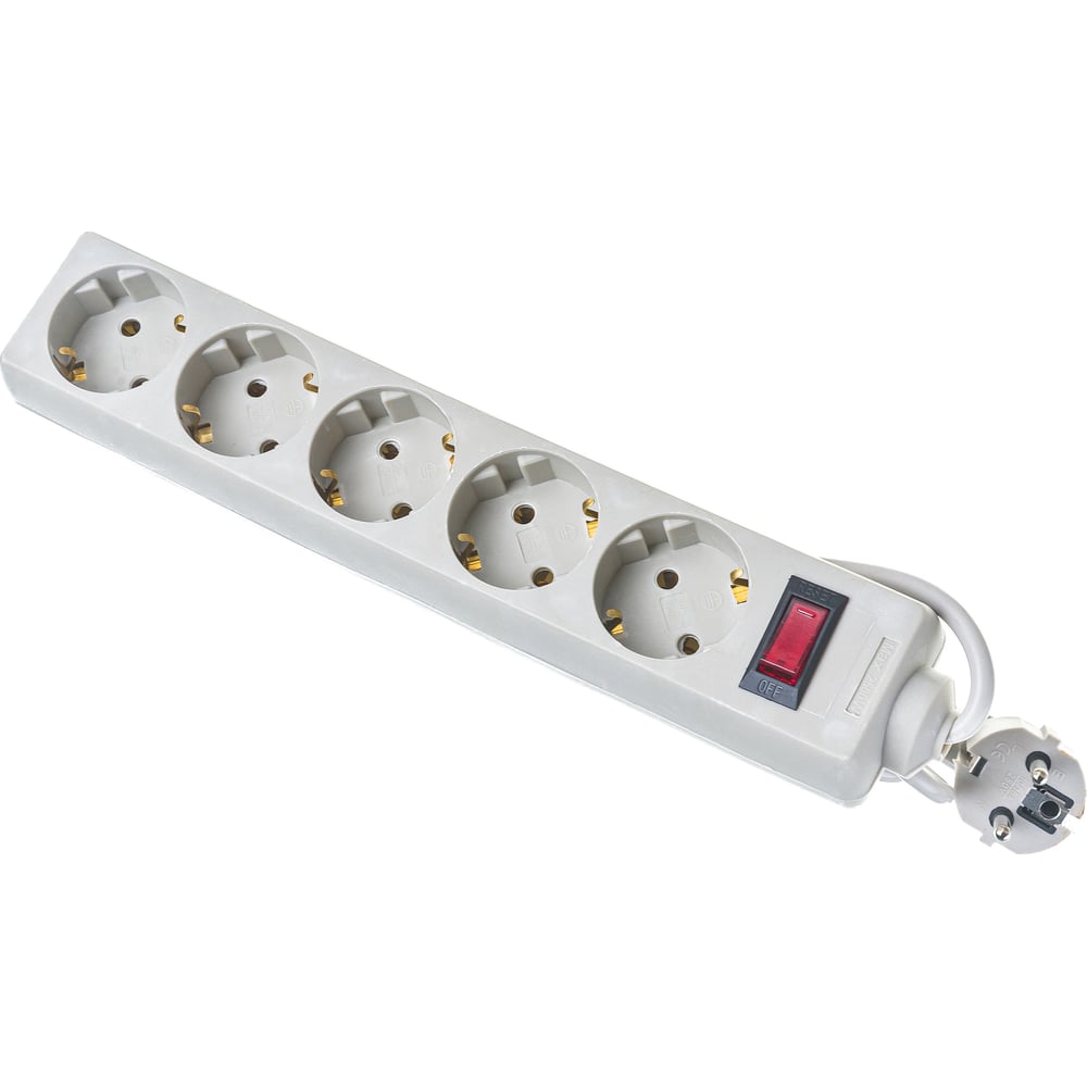 Сетевой фильтр ExeGate SP-5-3G 5 евро с заземлением, 3м, выключатель с ...