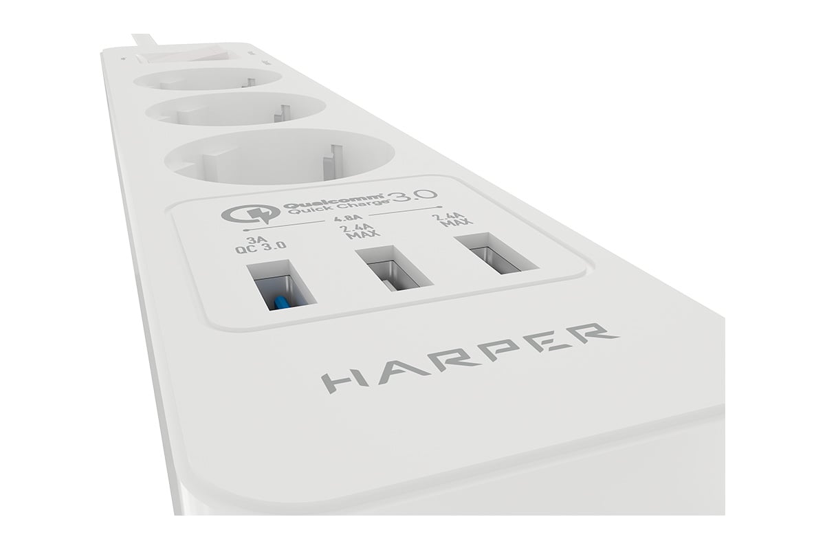 Сетевой фильтр Harper удлинитель UCH-410 White QC3.0 H00003197 ...