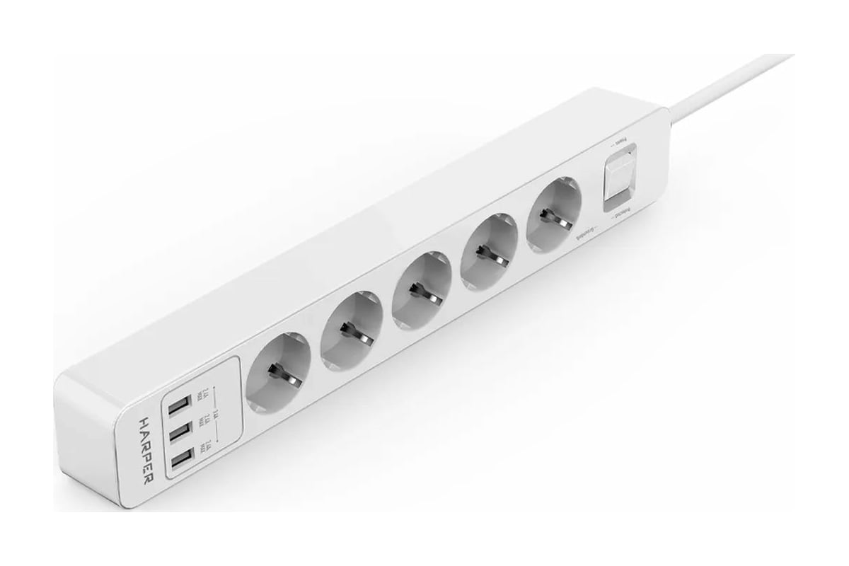 Сетевой фильтр Harper удлинитель UCH-510 White H00003207 - выгодная ...