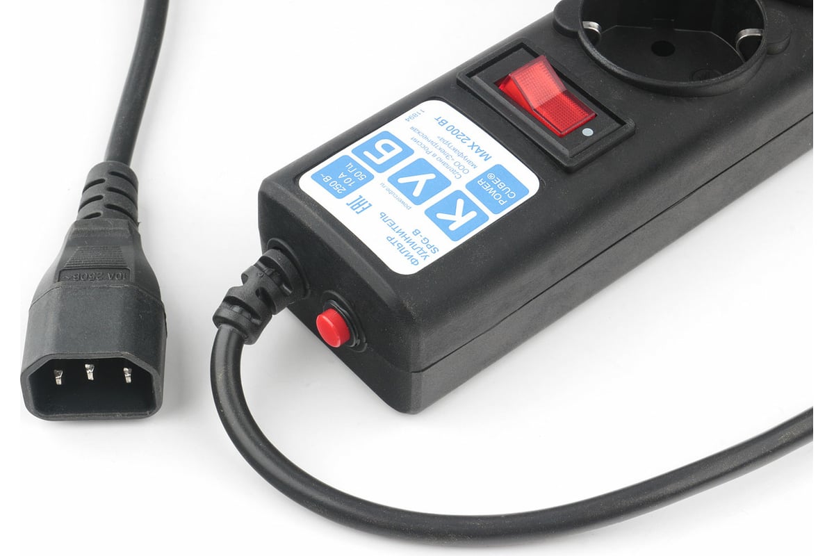 Фильтр-удлинитель Power Cube 1,9 м д/подключение к UPS (C14), 5 розеток ...