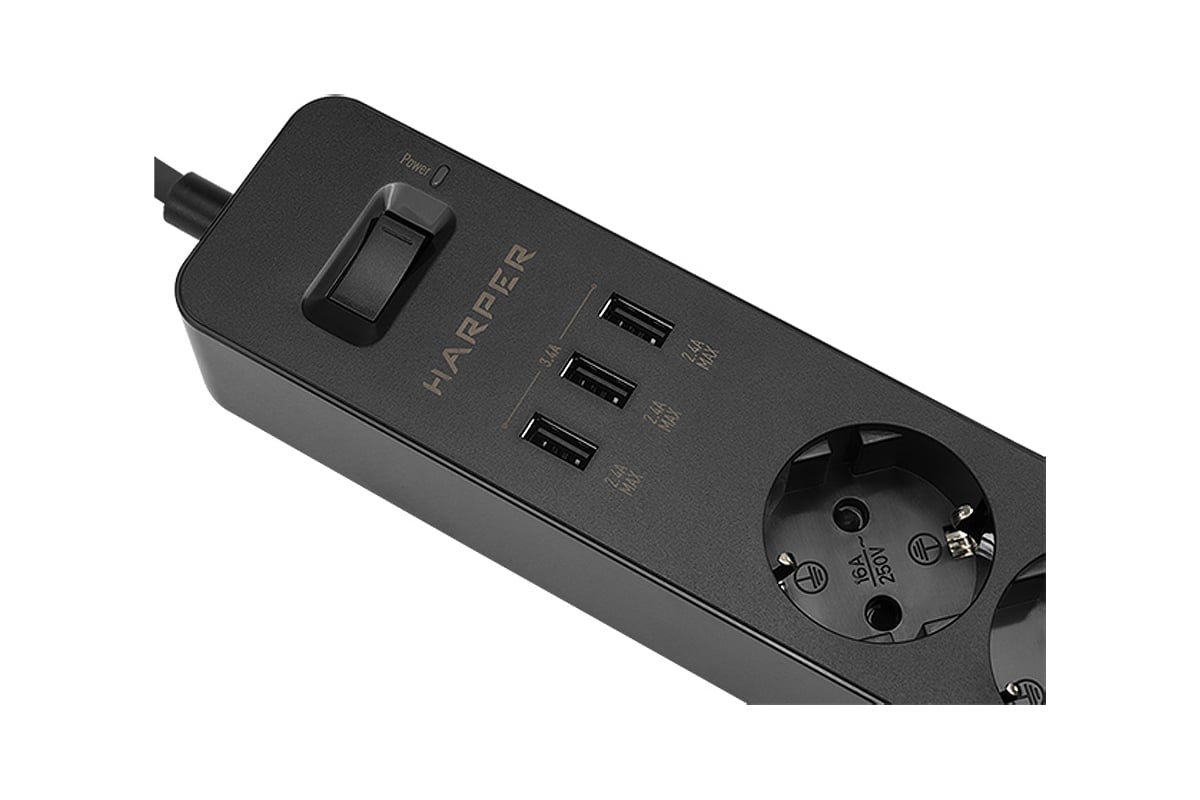 Сетевой фильтр Harper UCH-325 Black H00003419 - выгодная цена, отзывы ...