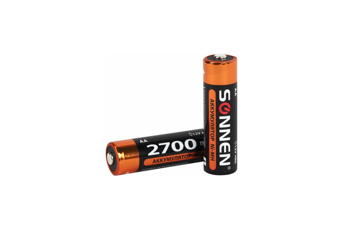 Аккумуляторные батарейки SONNEN комплект 6 шт., AA (hr6), 2700 mah, ni ...