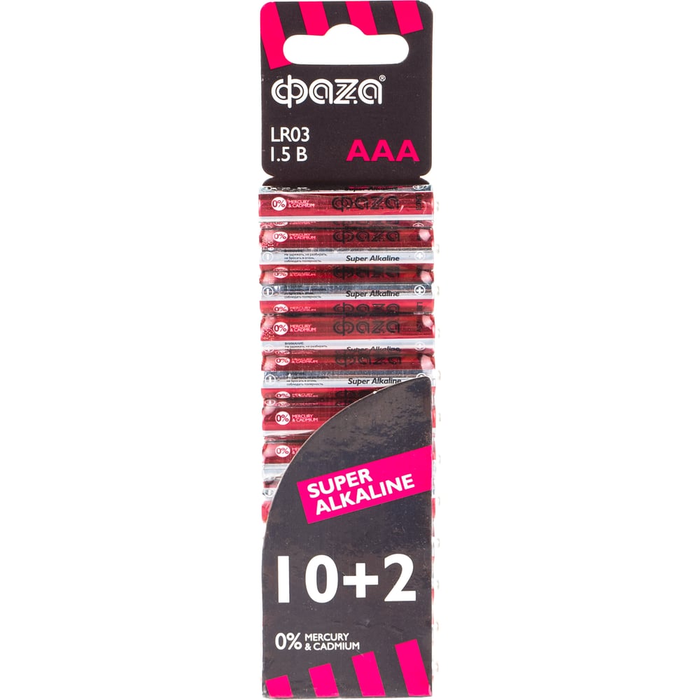 Алкалиновые элементы питания ФАZА LR03 Super Alkaline SBL-10+2 2854612 ...