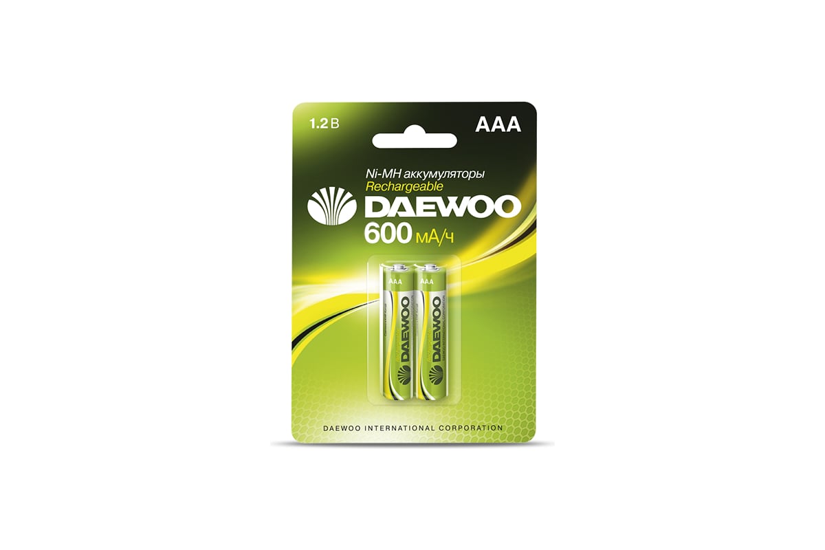 Аккумулятор Daewoo AAA 600mAh NI-MH BL-2 1037428 - выгодная цена, отзывы, характеристики, фото ...