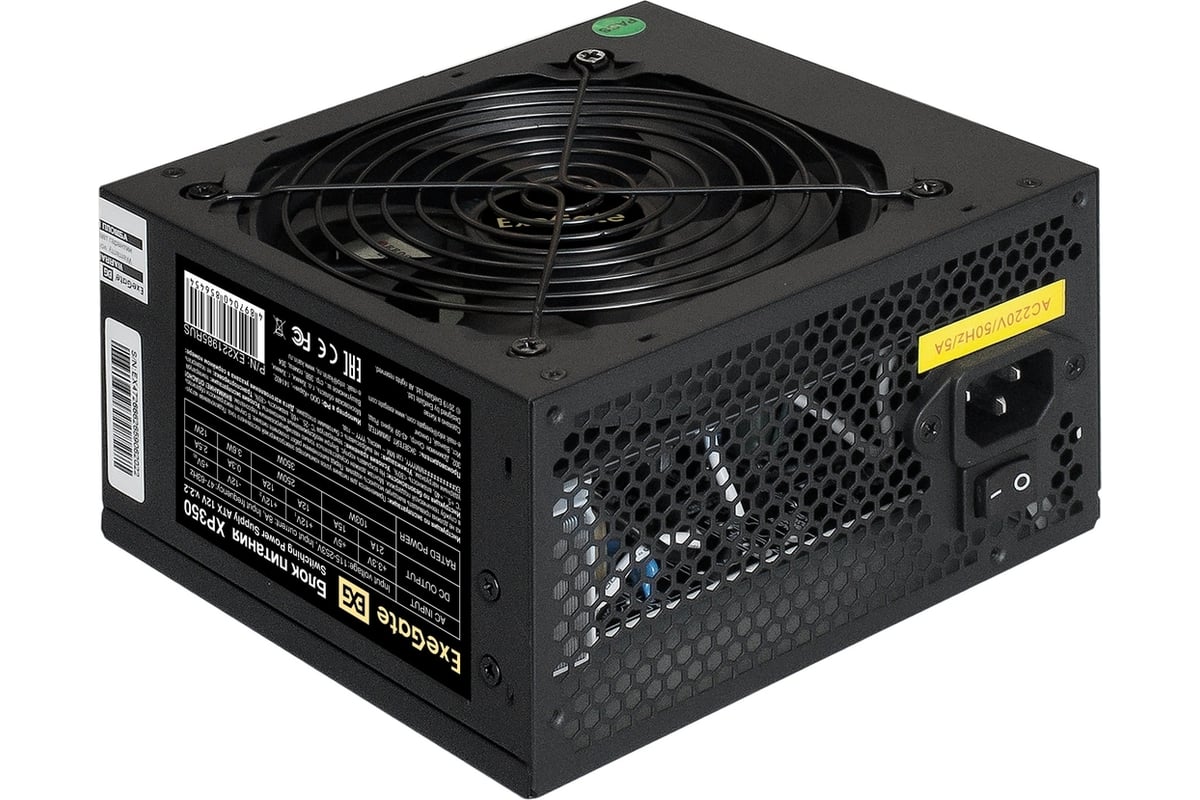 Блок питания ExeGate 350W XP350 ATX, SC, 12cm fan, 24pin, 4pin, 3xSATA, 2xIDE, black, кабель ...