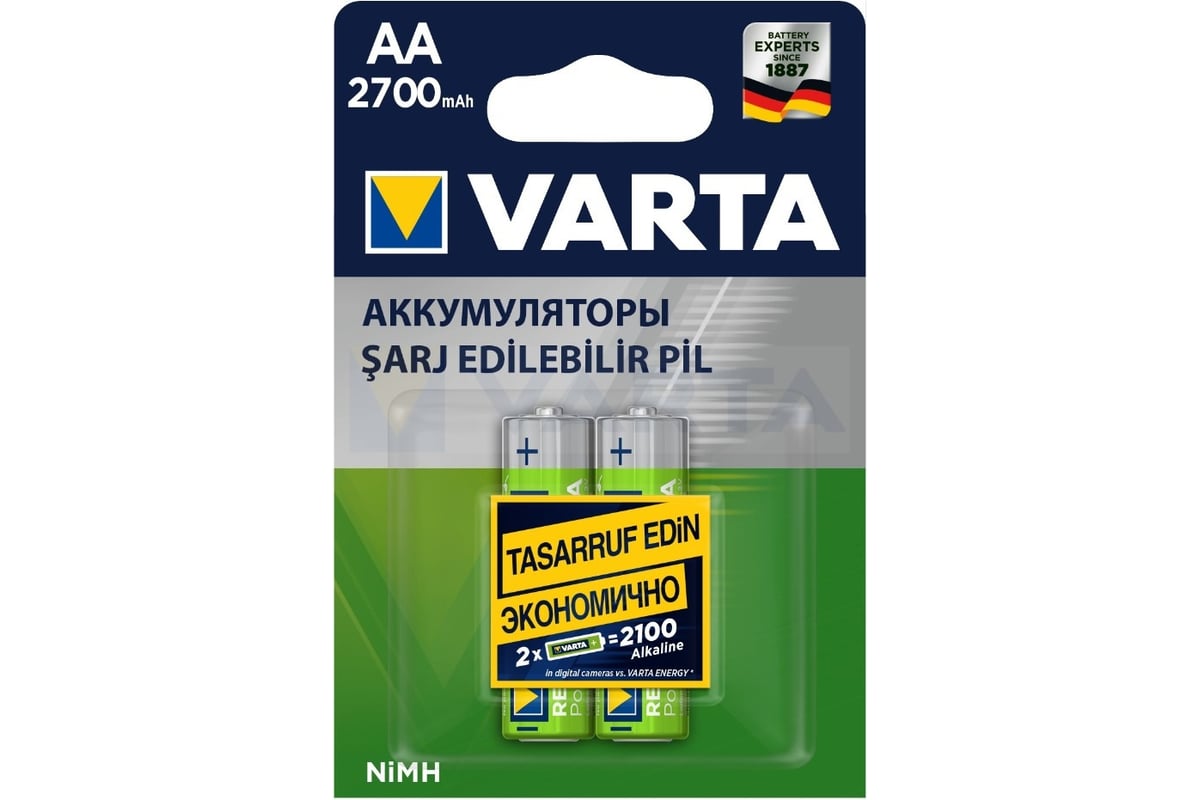 Бытовой аккумулятор Varta R6 AA BL2 NI-MH 2700mAh 5706301402 ...