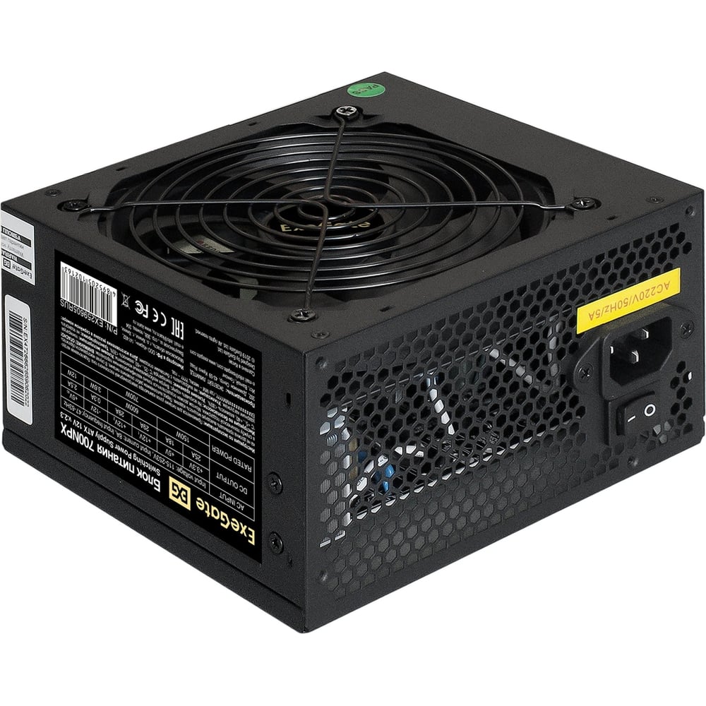 Блок питания ExeGate 700W 700NPX ATX, PC, 12cm fan, 24pin, 2x4+4 pin ...