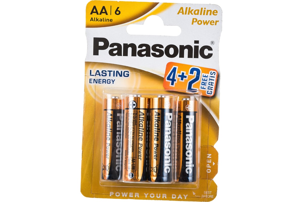 Элементы питания Panasonic LR6 Alkaline Power BL6 4+2 6202 - выгодная ...