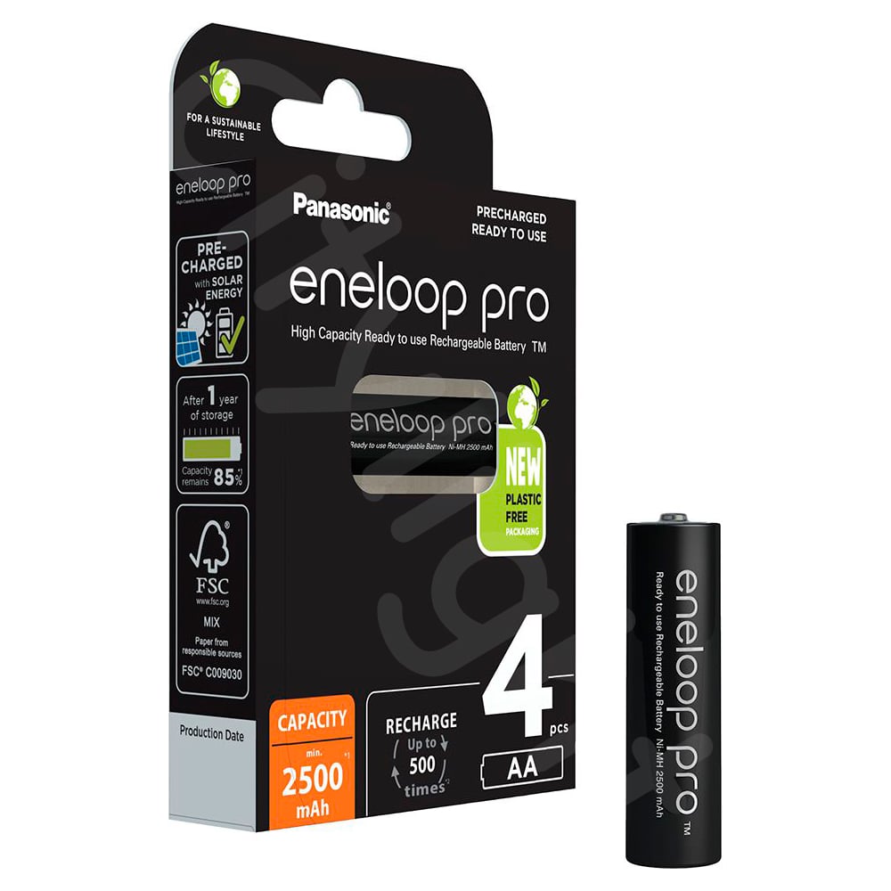 Аккумуляторы Panasonic Eneloop Pro Bk 3hcde 4be 2500mah Aa R06 Bl4 6330