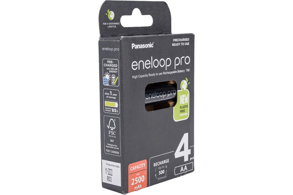 Аккумуляторы Panasonic Eneloop Pro Bk 3hcde 4be 2500mah Aa R06 Bl4 6330