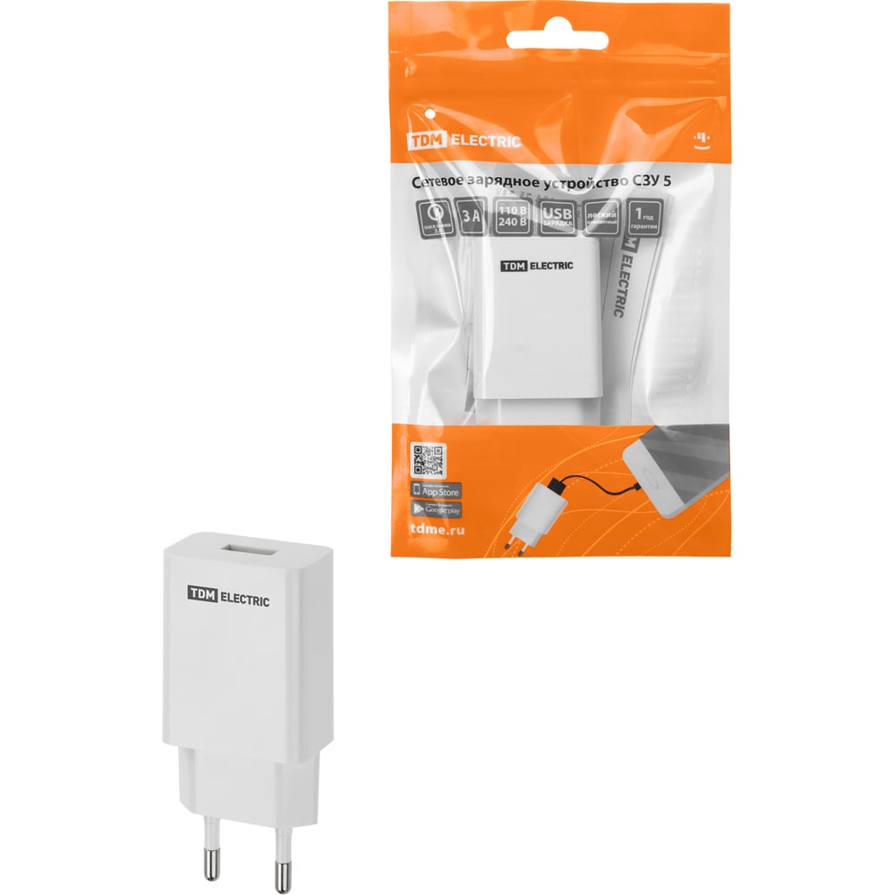 Сетевое зарядное устройство TDM ELECTRIC СЗУ 5, Quick Charge 3.0, 3 А ...