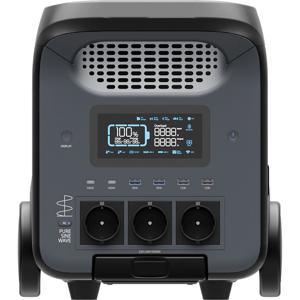 Портативная электростанция TopOn LFP 3000 Вт, 3 розетки 220 В, Anderson 378 Вт, DC и авторозетка ...